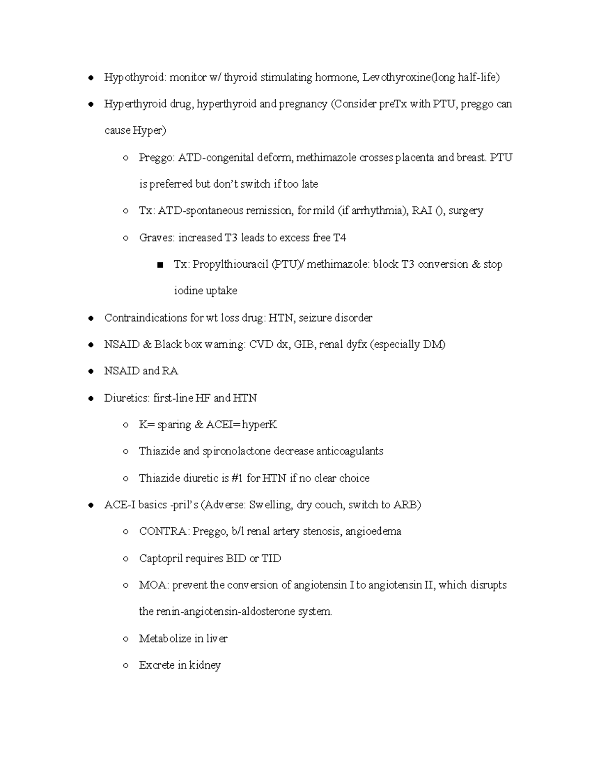 Final Outline - Hypothyroid: monitor w/ thyroid stimulating hormone ...