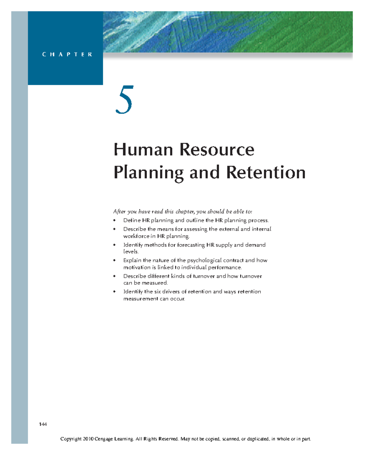 Chapter 5 - Human Resource Planning and Retention - 144 CHAPTER 5 Human Resource Planning and ...