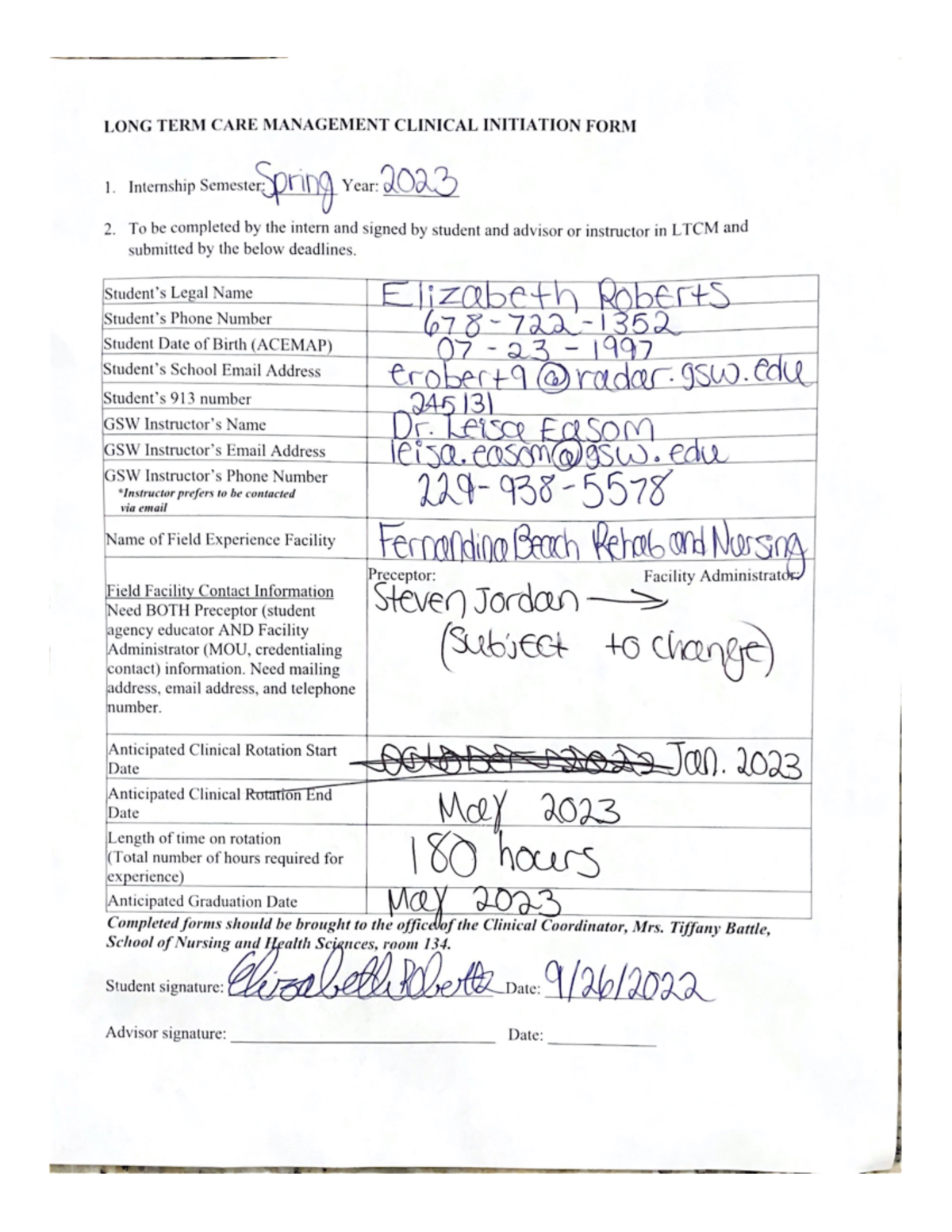 LONG TERM CARE Management Clinical Initiation FORM - LONG TERM CARE ...