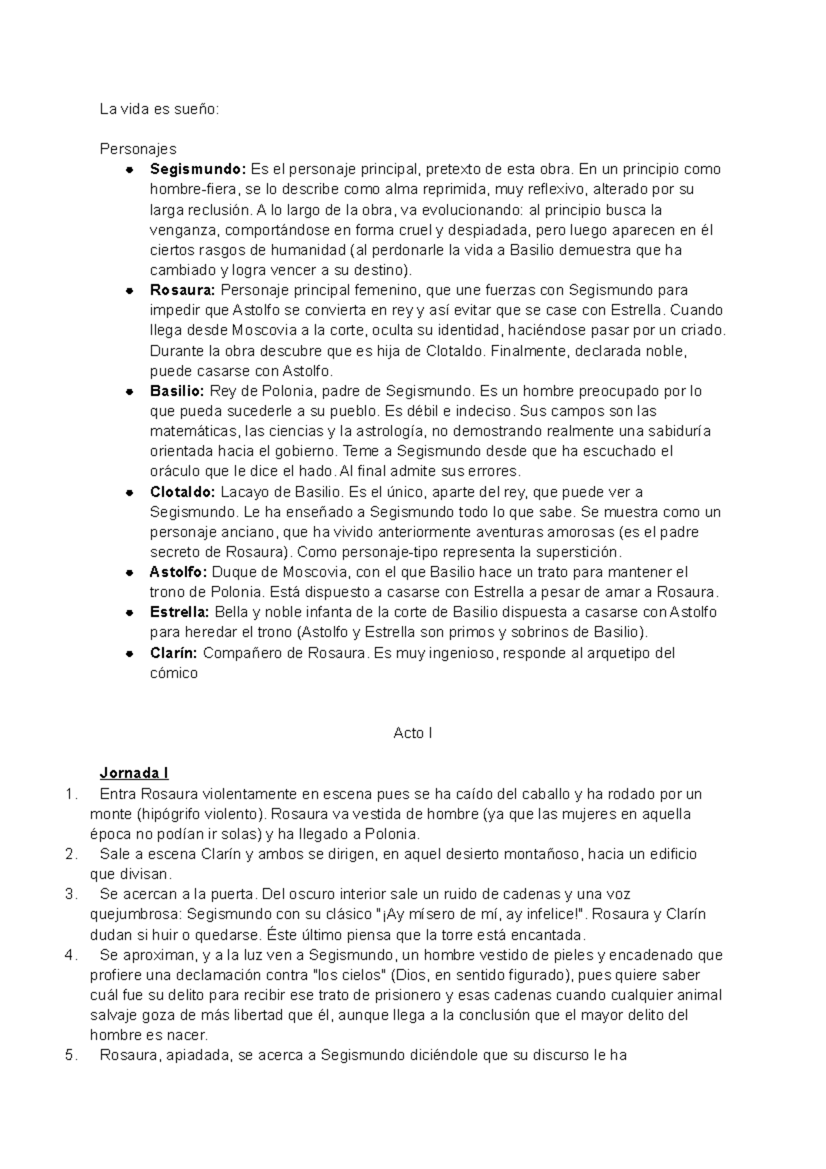 La vida es sueño - ............... - La vida es sueño: Personajes ...