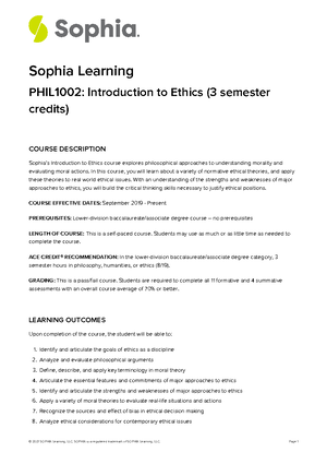 Intro to ethics milestone 1 - 1 CONCEPT → Benefits of Philosophy and Ethics 12/15 that's 80% ...