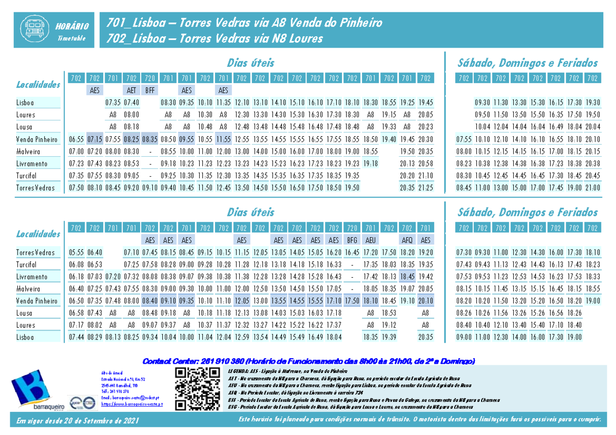 701 Torres Vedras - Lisboa via A8 V. Pinheiro (702 - 701_Lisboa – Torres Vedras via A8 Venda do ...