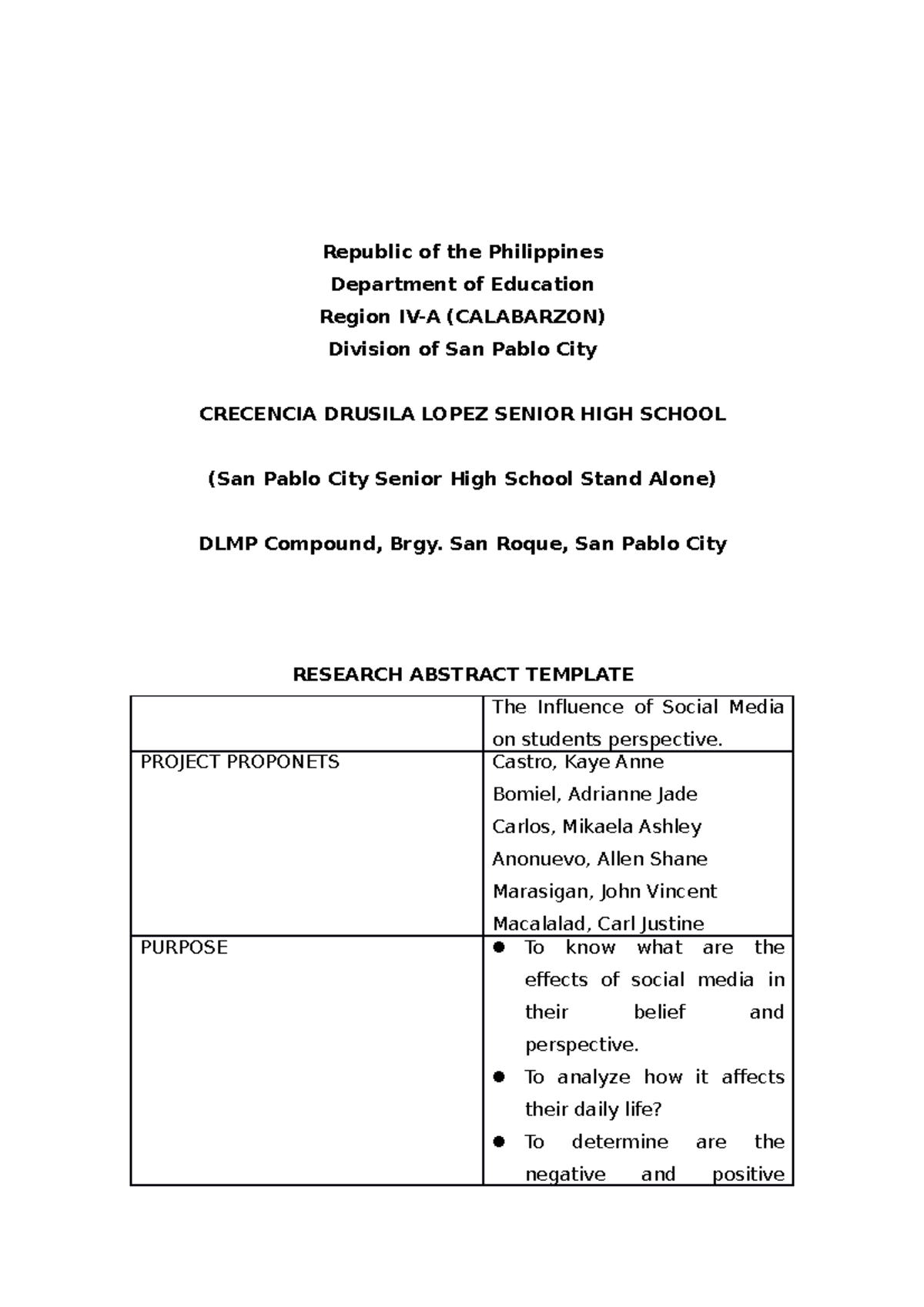 1st- Research- Proposal - Republic of the Philippines Department of ...