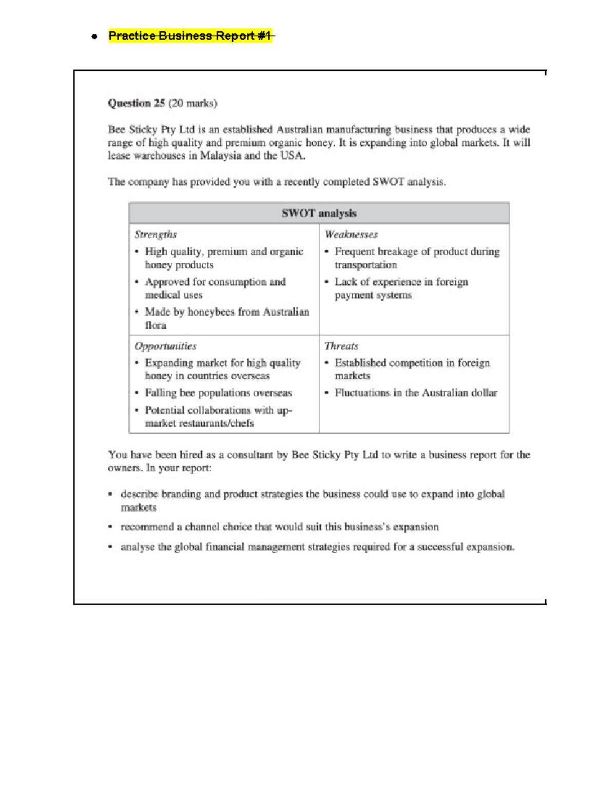 2023 Task 3 - Marketing - HSC - Practice Business Reports - Practice ...