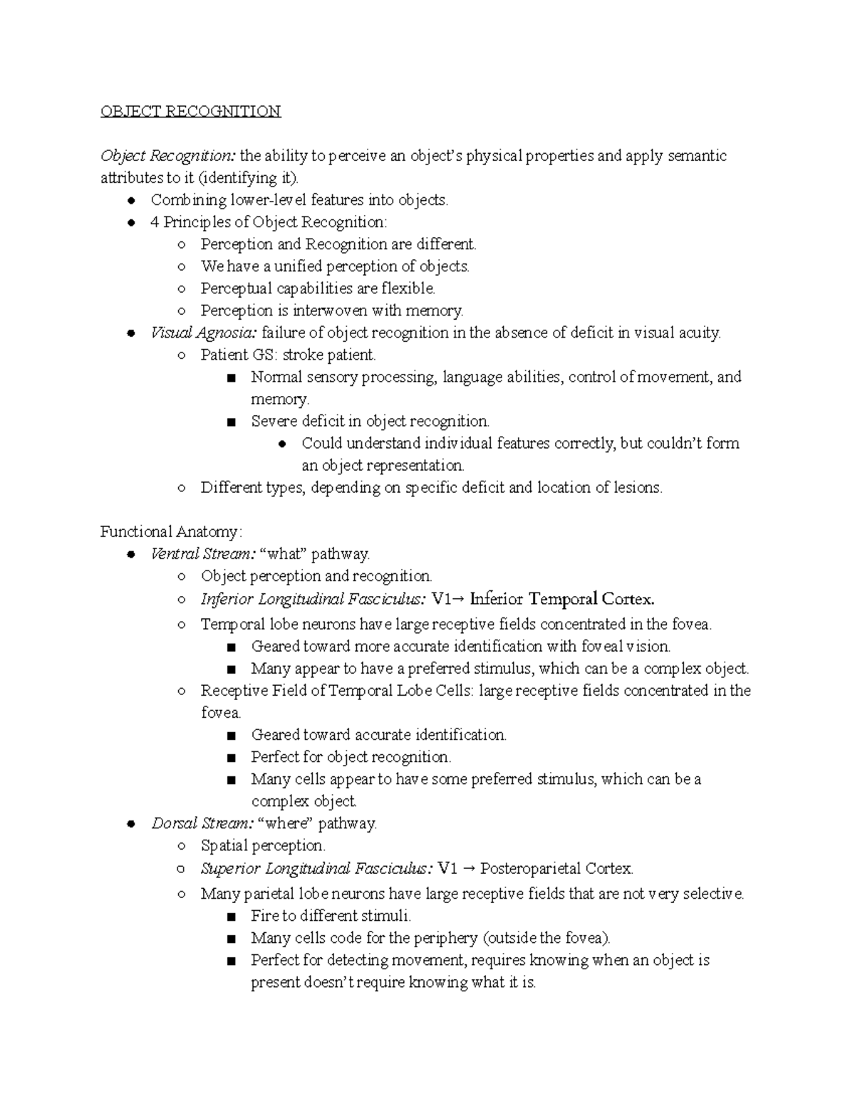6 Object Recognition Lecture Notes 7 Object Recognition Object