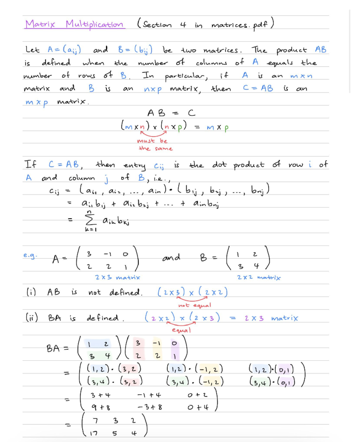 31. Matrix Multiplication - pdf) Let (aij) and (bij) be two matrices ...
