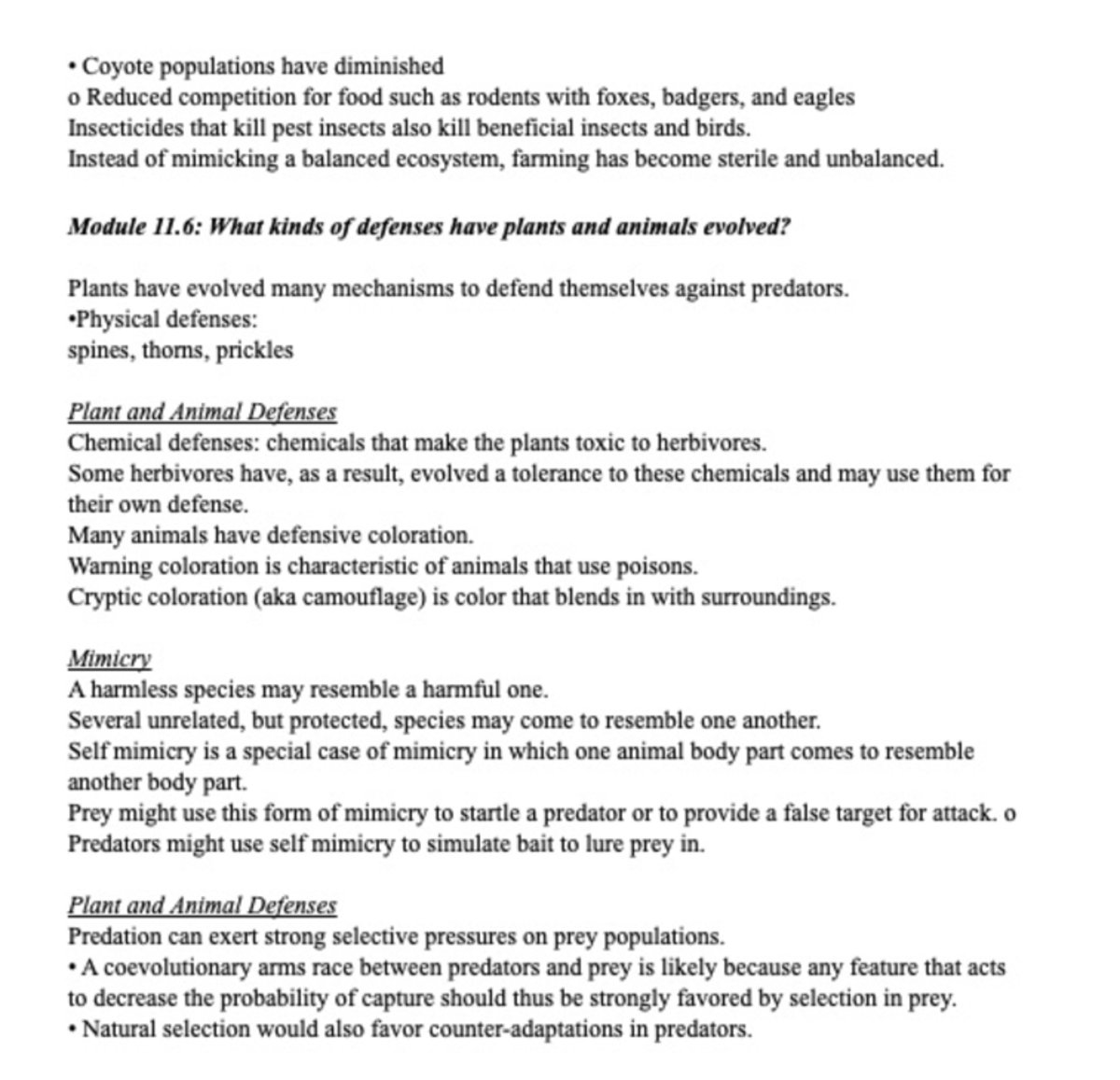 Module 11.6: What kinds of defenses have plants and animals evolved ...