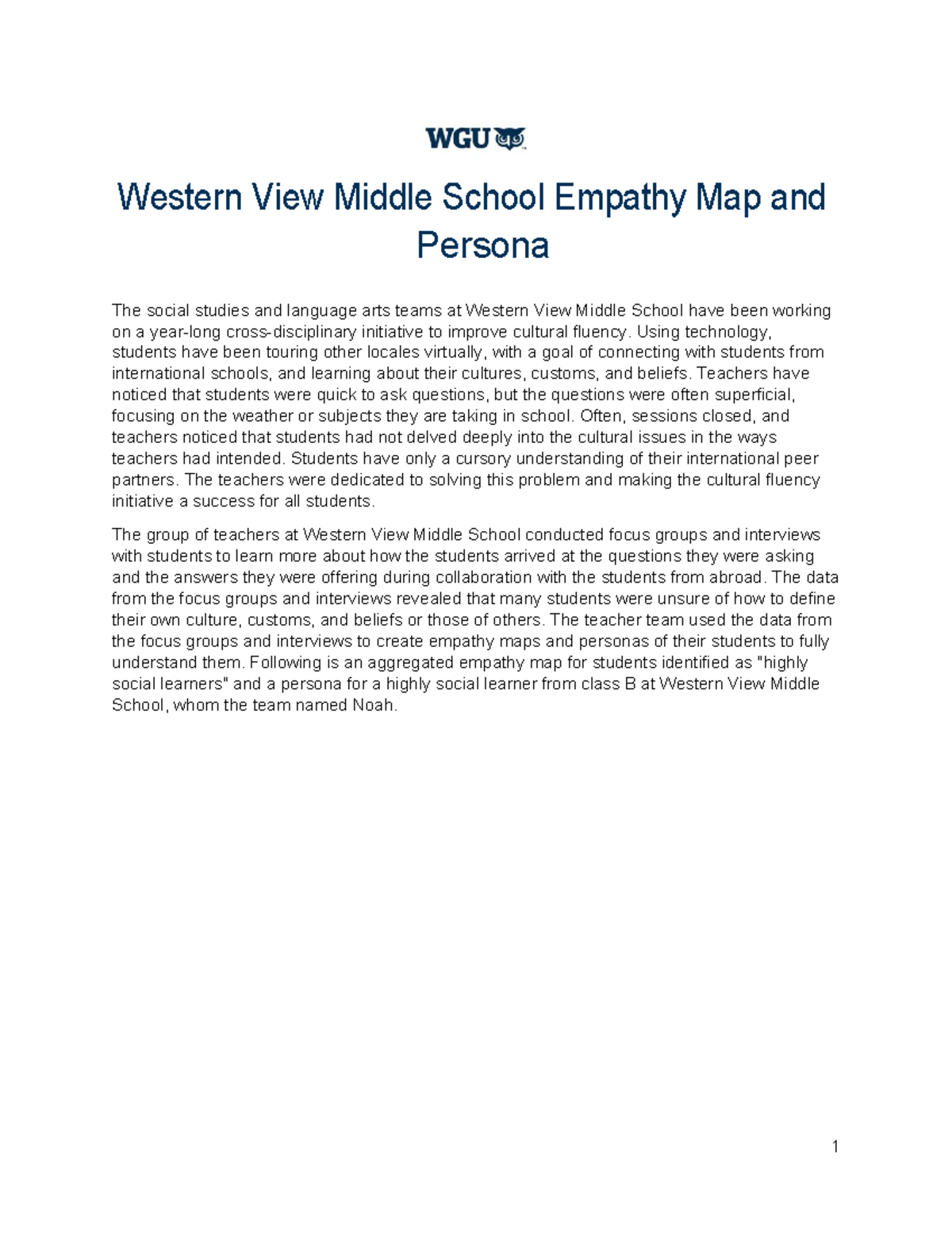 Empathy EX HELP - Western View Middle School Empathy Map and Persona ...