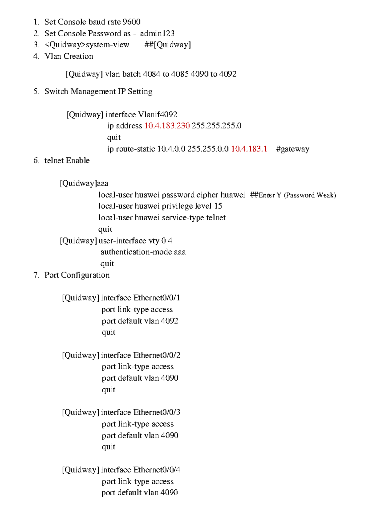 Toaz - gogfhgfhg - Set Console baud rate 9600 Set Console Password as ...