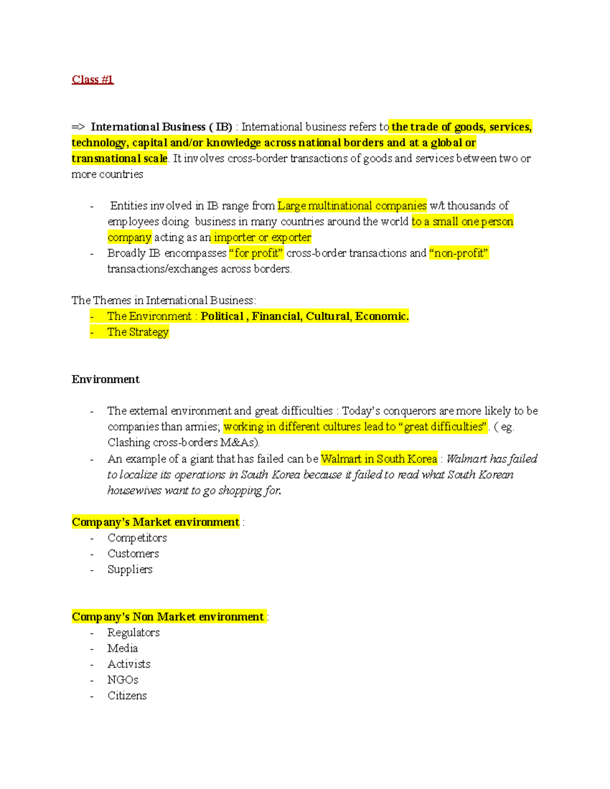 INT-BUS Notes - Class # => International Business ( IB) : International ...