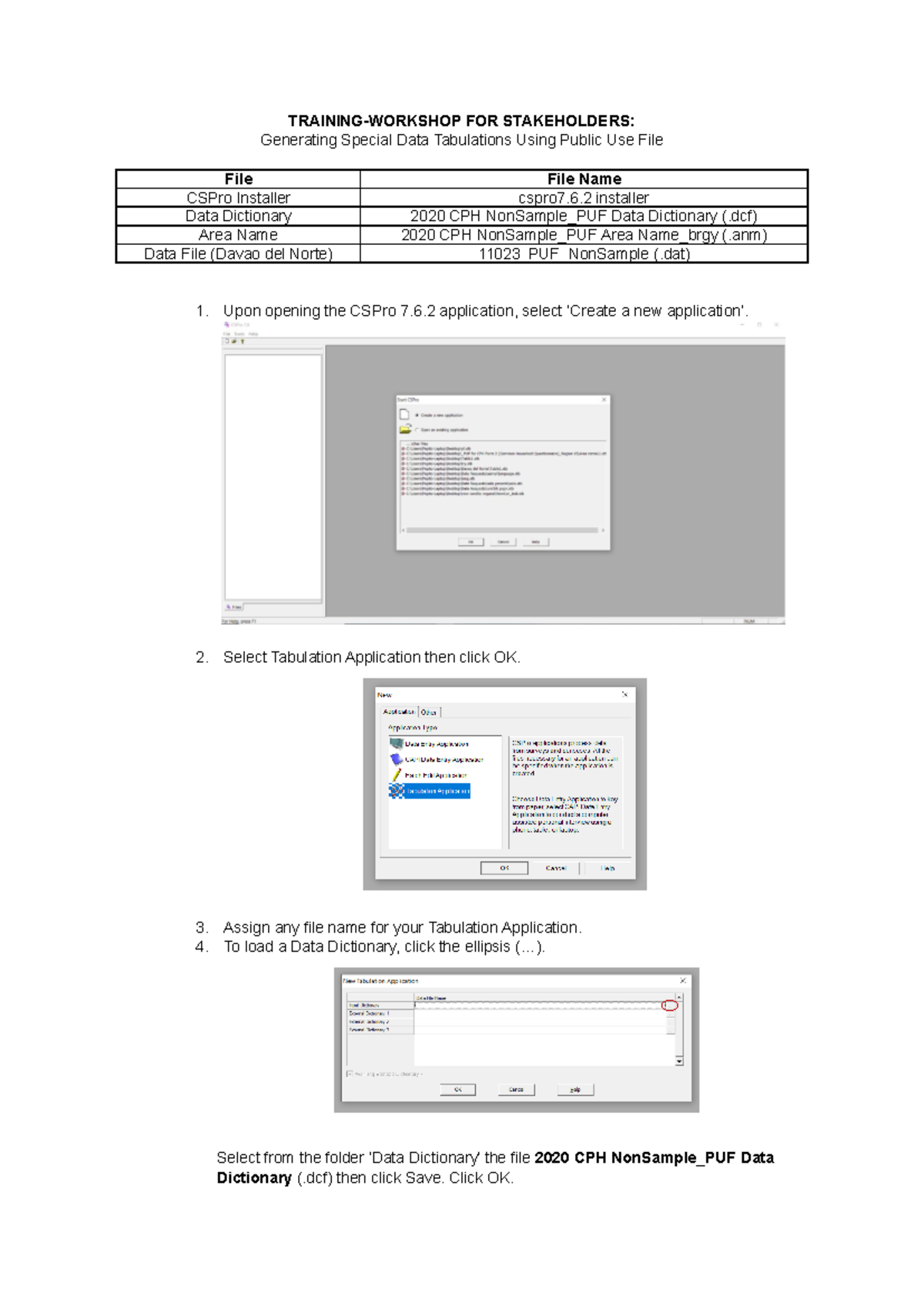 CSPro Guide - None - TRAINING-WORKSHOP FOR STAKEHOLDERS: Generating ...