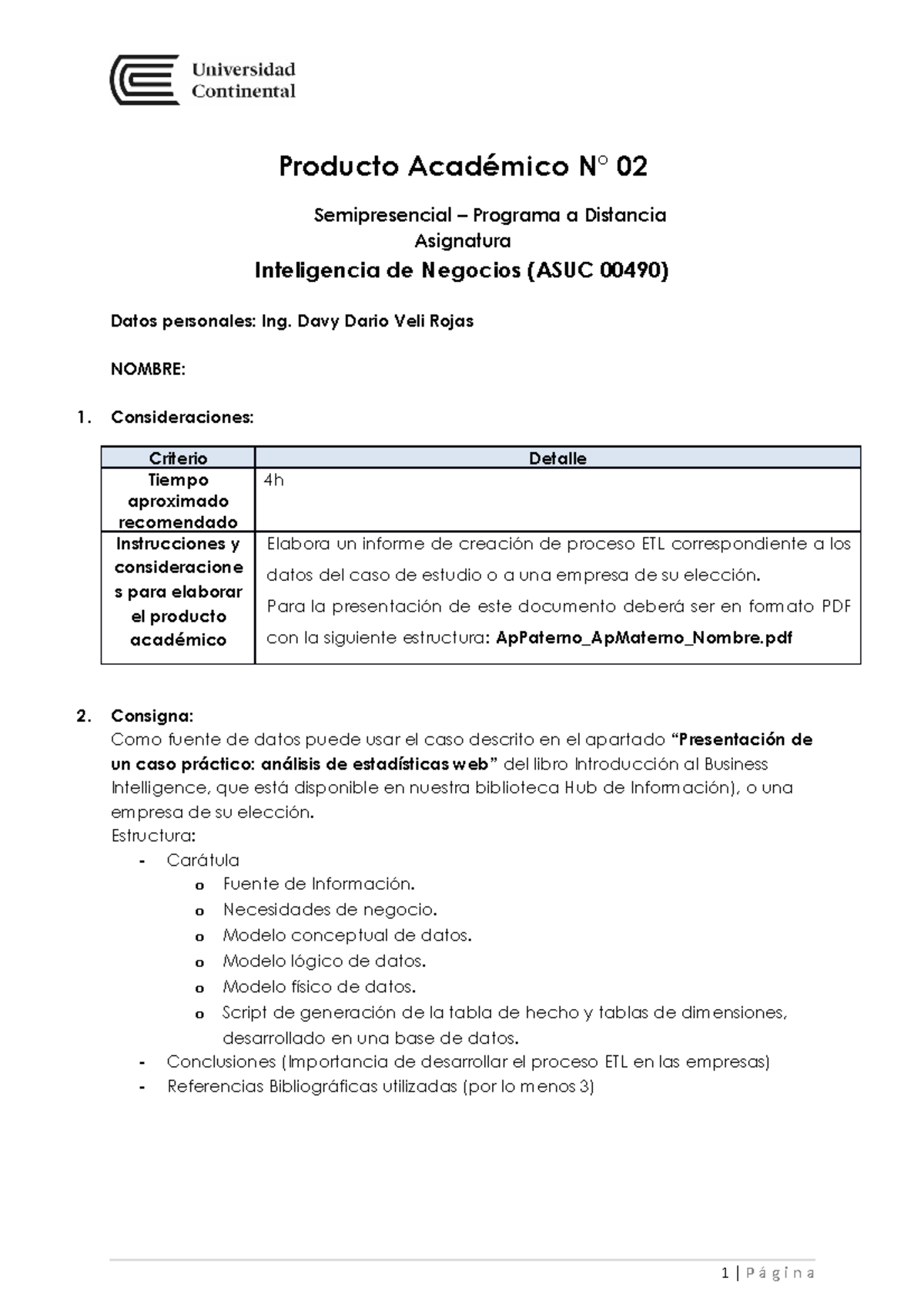 PA02 Inteligencia de Negocios - Producto Académico N° 02 Semipresencial – Programa a Distancia ...