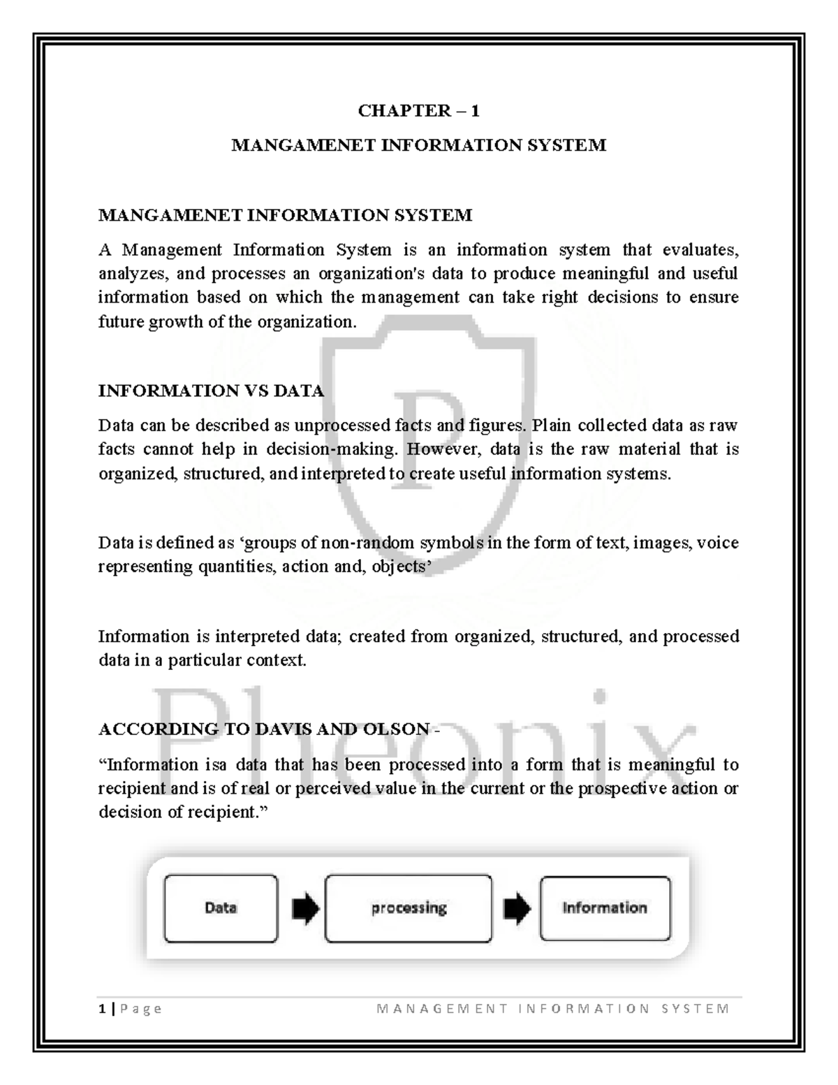 Chapter 1 BBA - MIS - MIS Notes for BBA students - CHAPTER – 1 ...