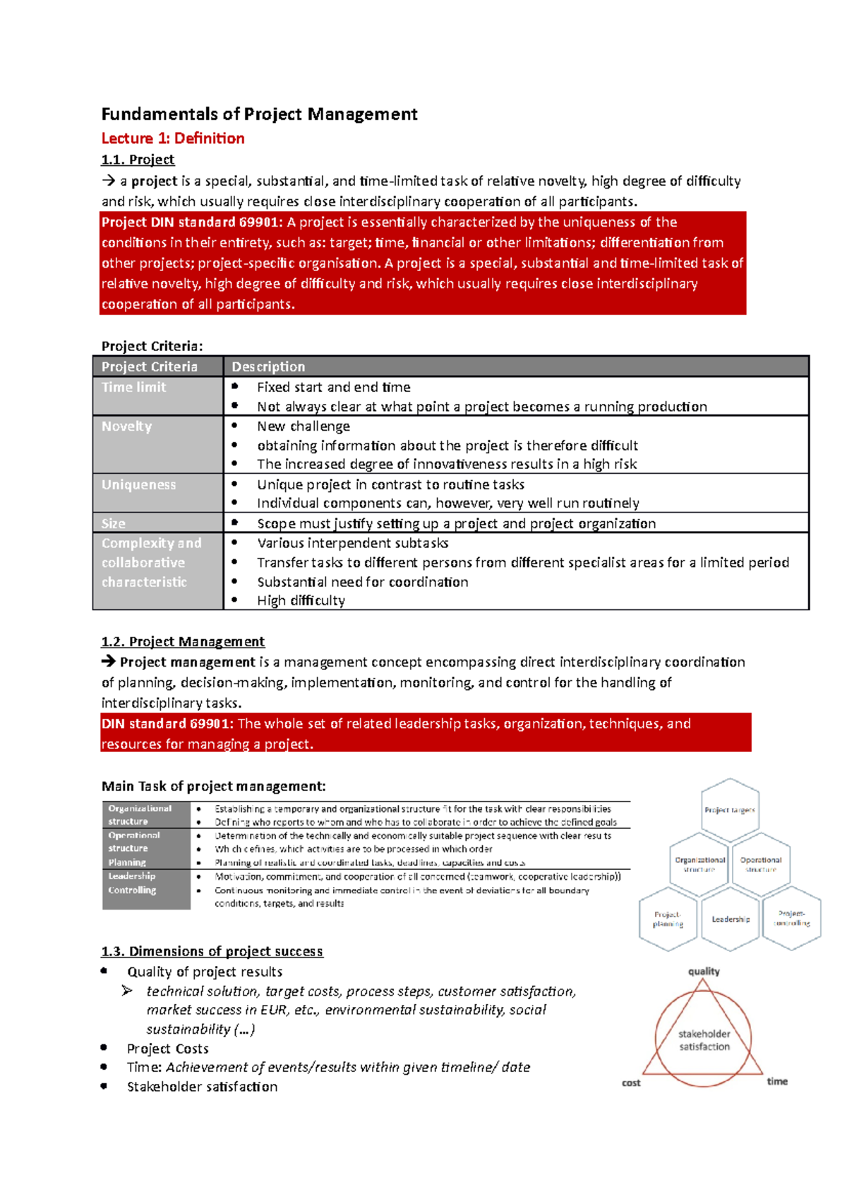 FPM Summary Lecture - Zusammenfassung - Fundamentals of Project ...