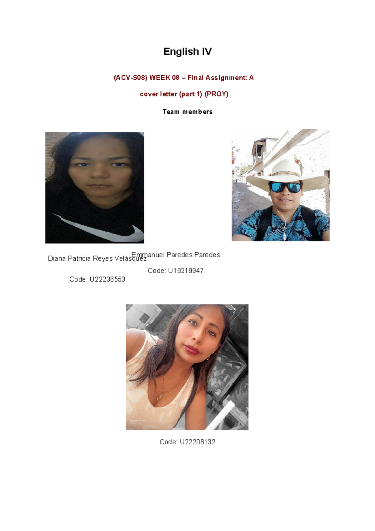 Paredes Emmanuel,Reyes Diana,Peve Sherly TA3 - ingles, tarea - English IV (ACV-S08) WEEK 08 ...