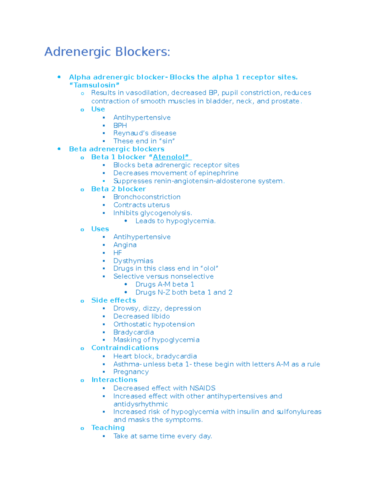Adrenergic Blockers - lecture outline - Adrenergic Blockers: Alpha ...