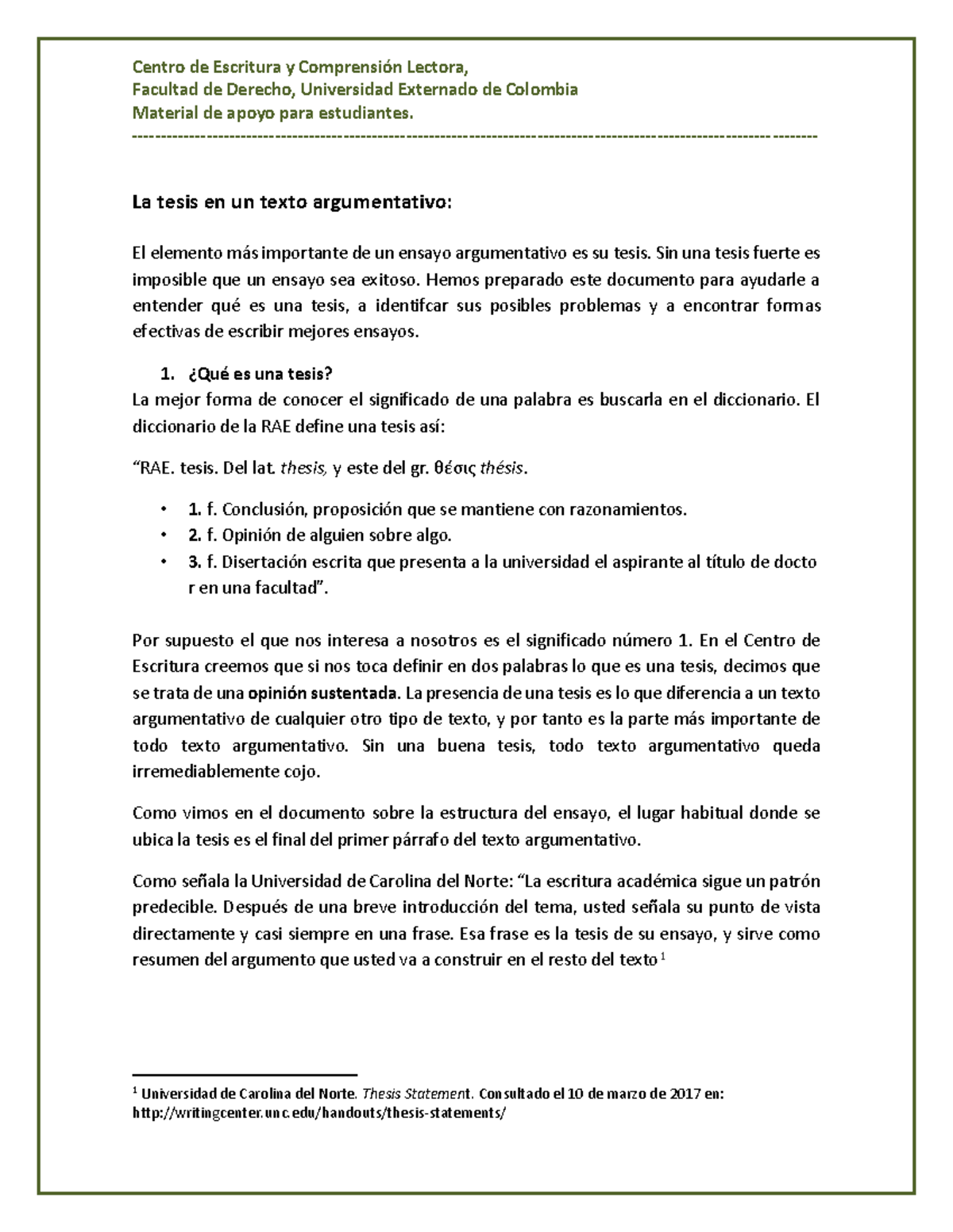 8. La tesis en el ensayo argumentativo - Facultad de Derecho ...