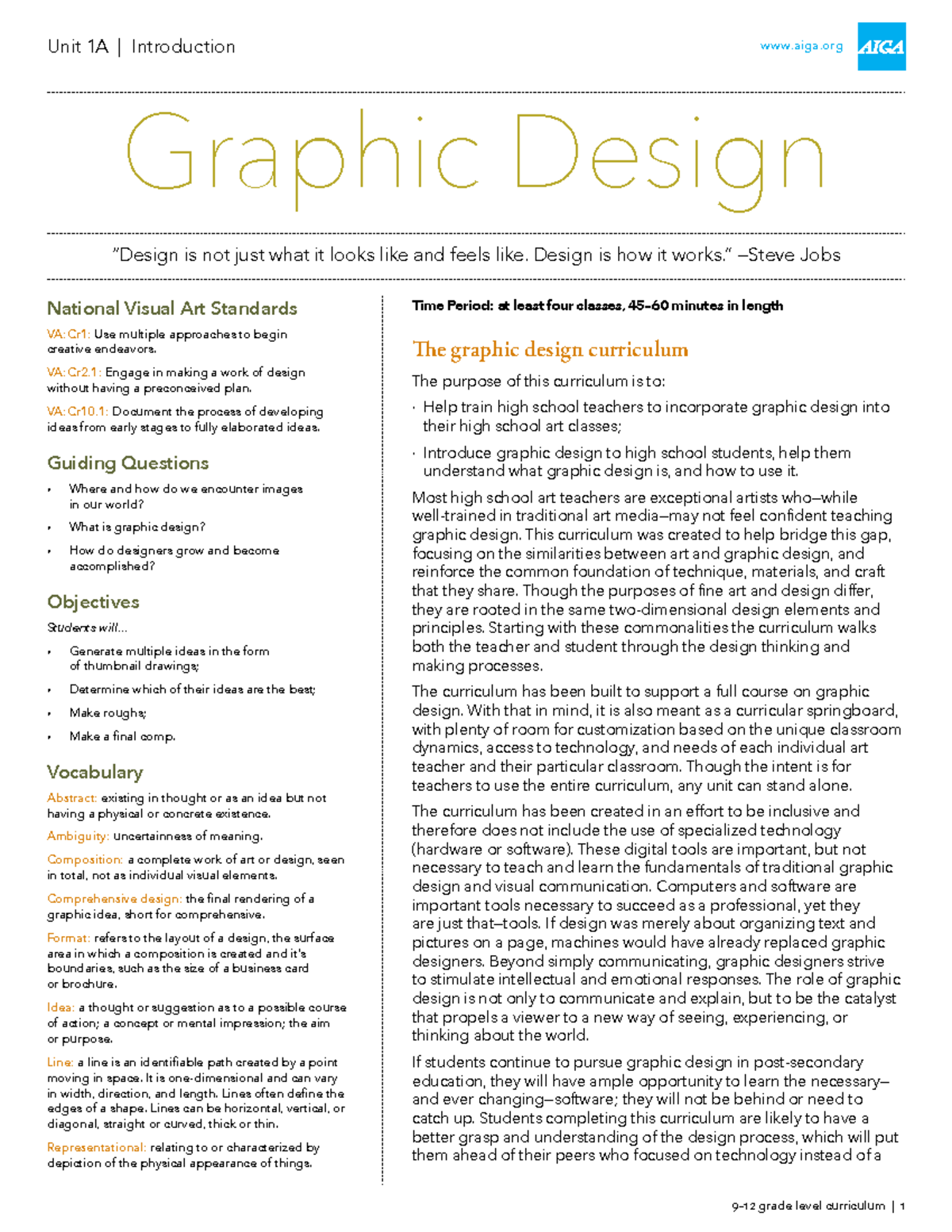 1A Introduction To Graphic Design - Unit 1A | Introduction aiga Time ...