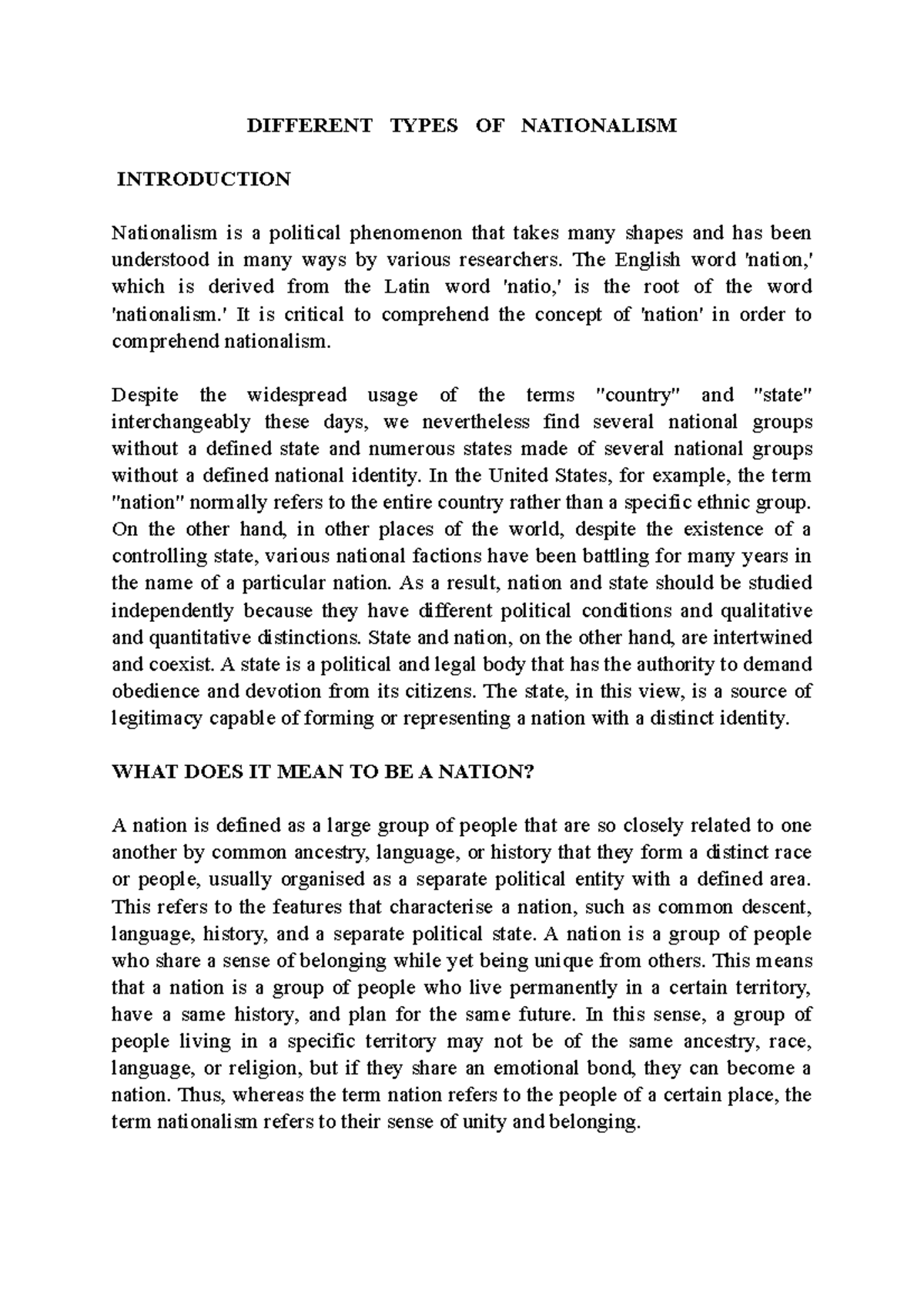 Different Types OF Nationalism - DIFFERENT TYPES OF NATIONALISM ...