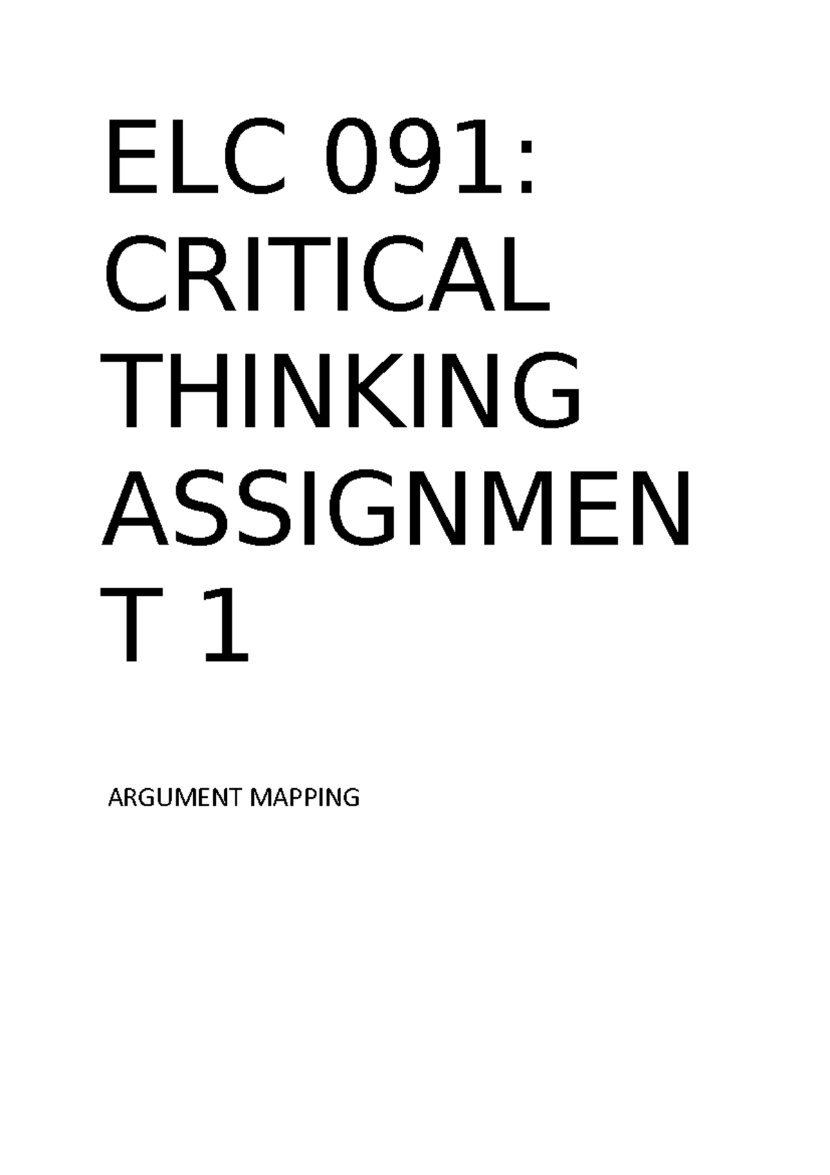 ELC 091 - this is just my work - ELC 091: CRITICAL THINKING ASSIGNMEN T 1 ARGUMENT MAPPING Kpop ...
