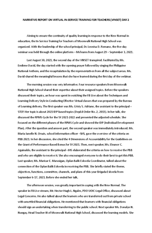 Graduation narrative - REPORT - Republic of the Philippines Department ...