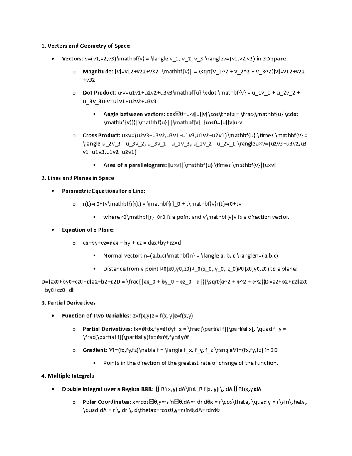 Calculus 3 - Notes on most of the course content, good for revision ...