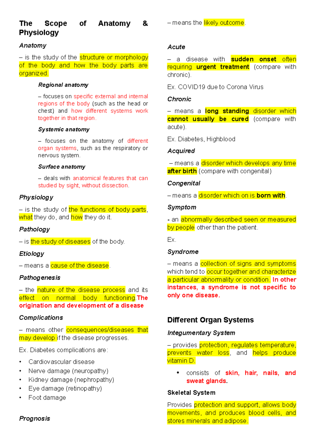 Notes The Scope Of Anatomy Physiology Anatomy Is The Study Of The Notes The Scope Of Anatomy Physiology Anatomy Is The Study Of The