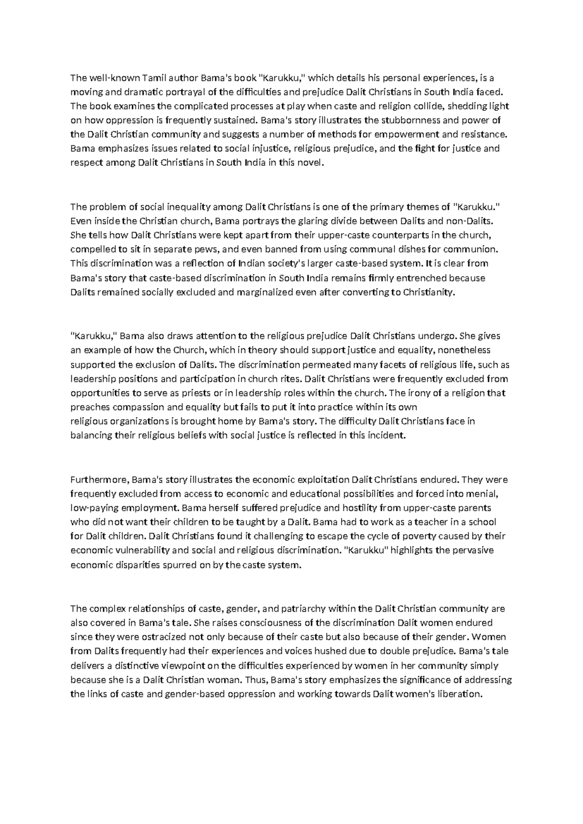 Karukku - The well-known Tamil author Bama's book "Karukku," which ...