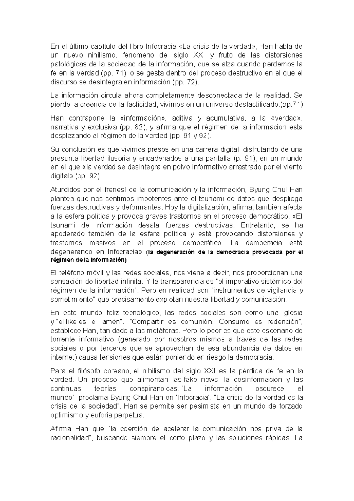 Byung CHUL HAN - Infocracia - LA Digitalizacion Y LA Crisis DE LA ...