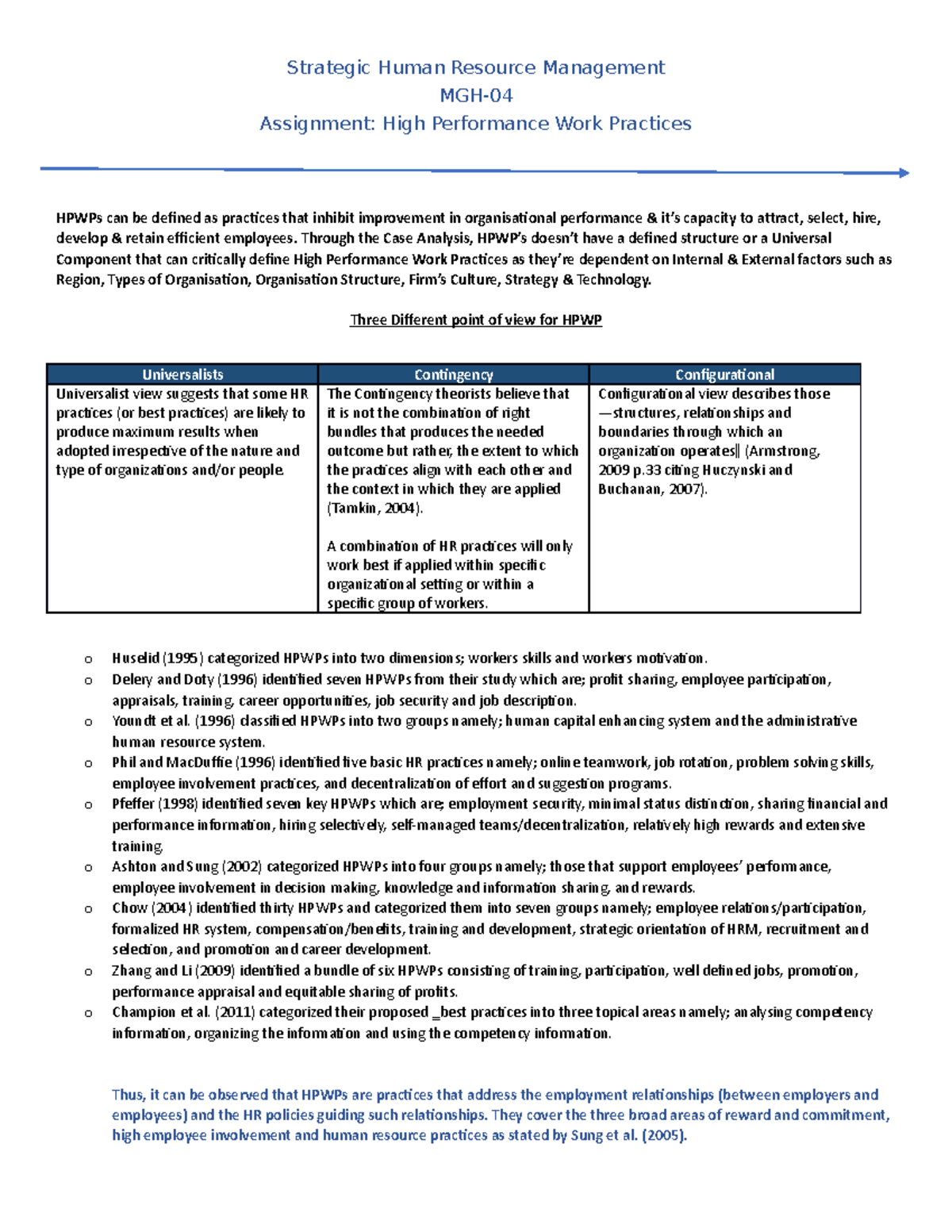SHRM hpwp - Different HPWP System of Organizations - Strategic Human ...