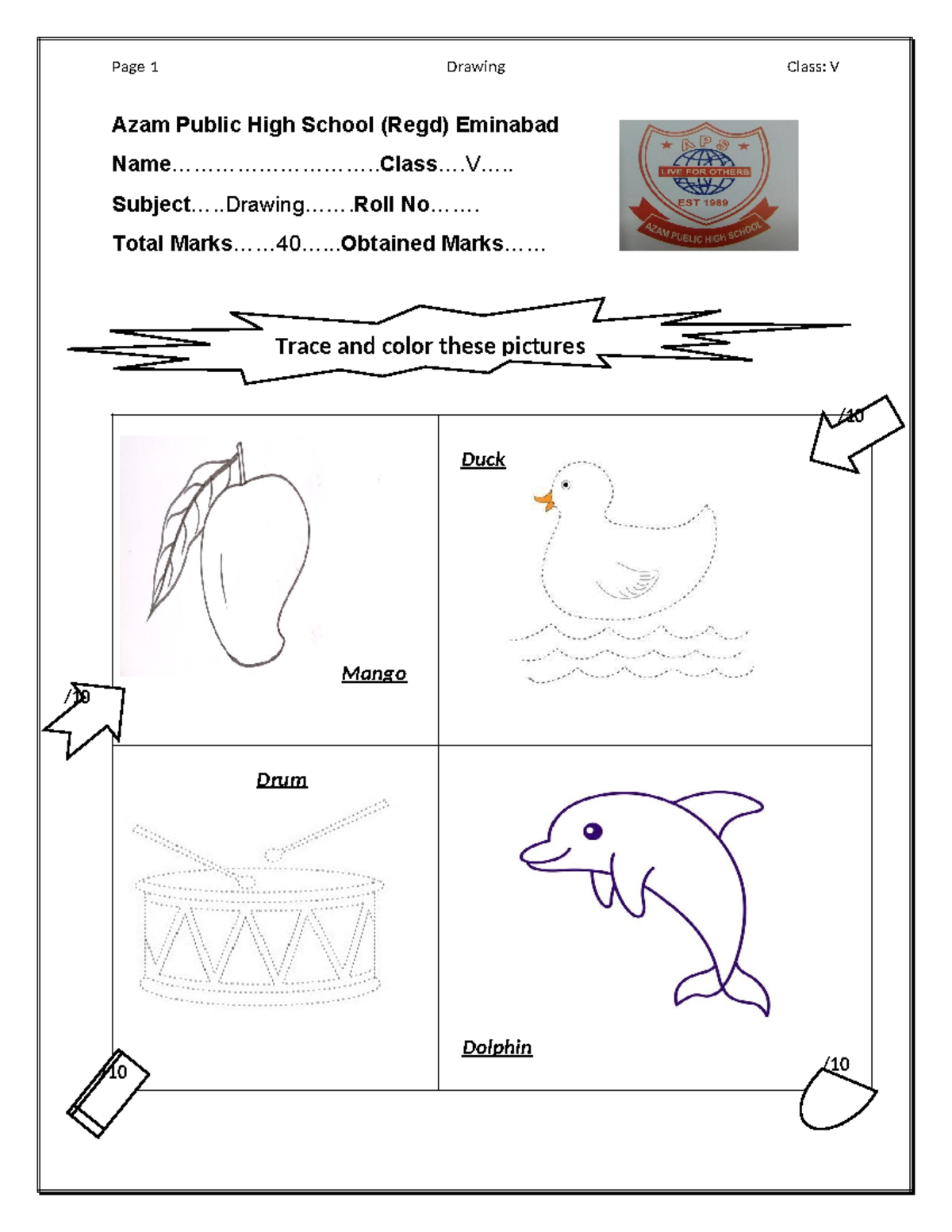 Class V Drawing paper - notes - Clinical psychology - Page 1 Drawing ...
