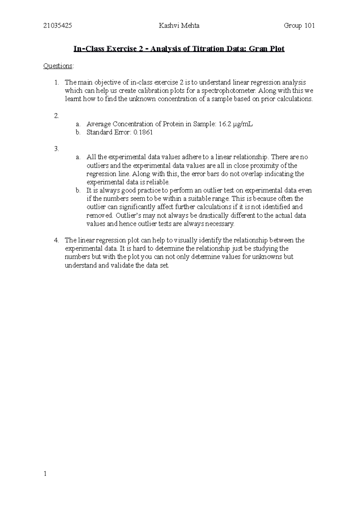 In-class exercise 4 - 21035425 Kashvi Mehta Group 101 In Class Exercise 2‐ ‐Analysis of ...