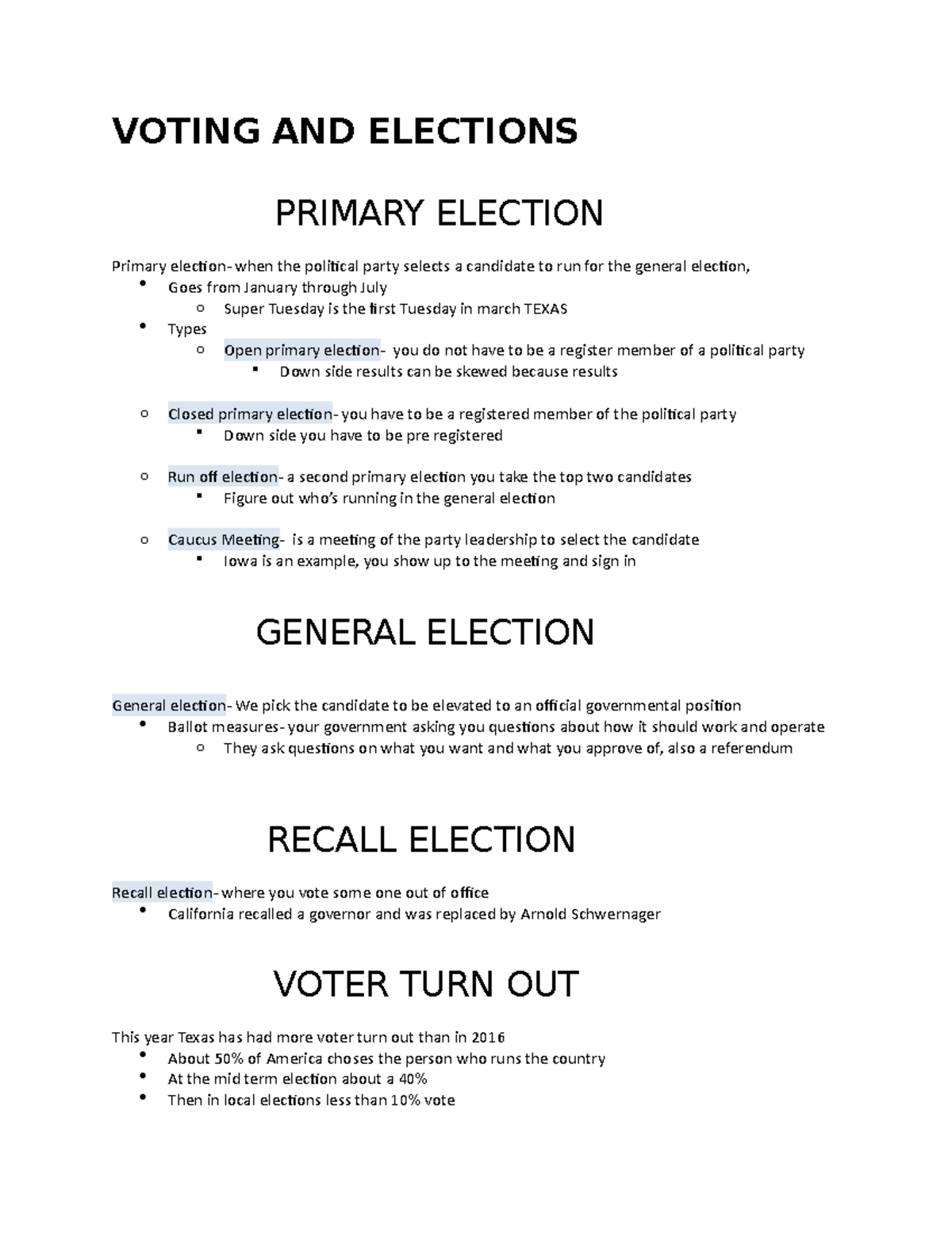 Voting AND Elections - Lecture notes 15 - VOTING AND ELECTIONS PRIMARY ...