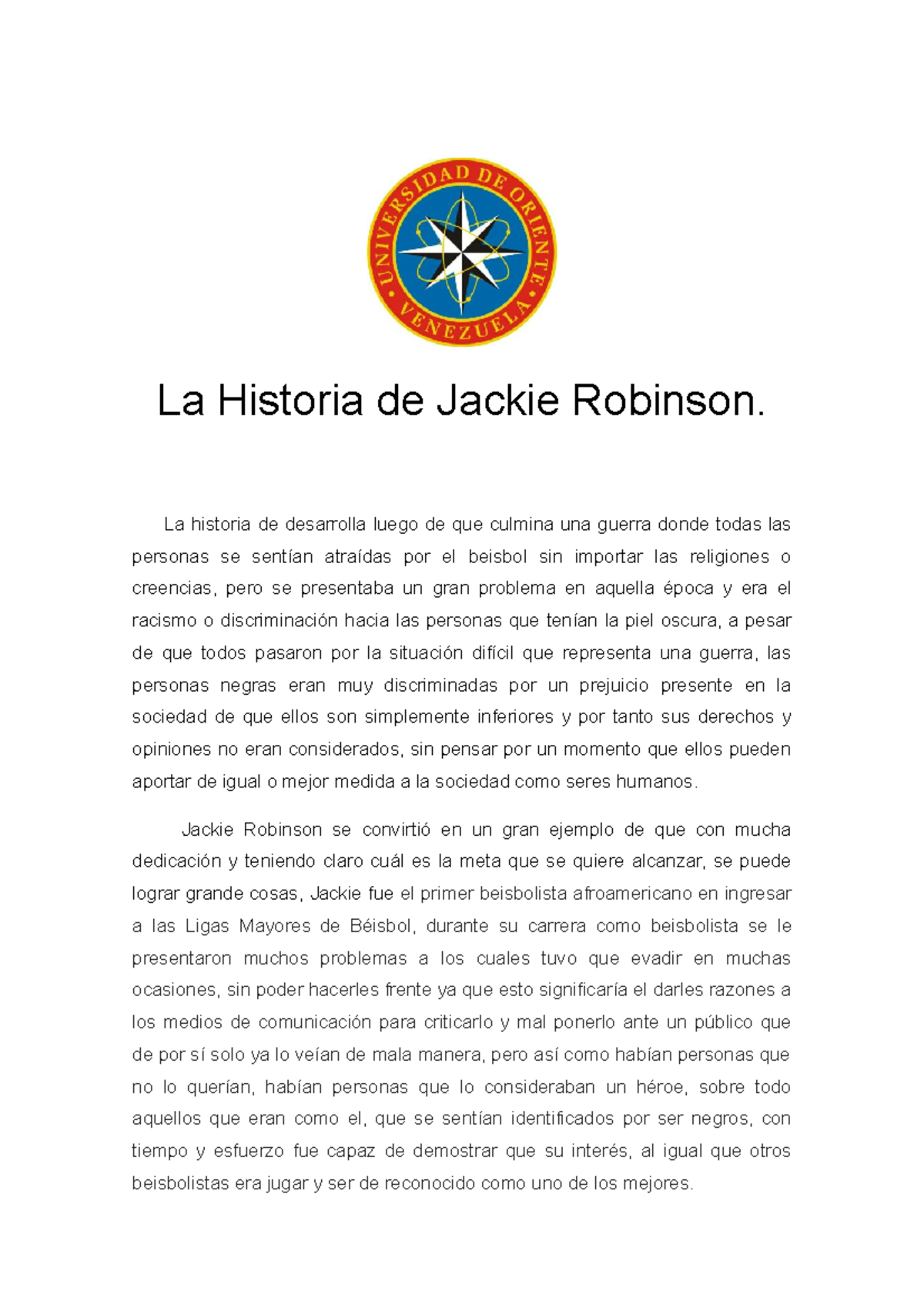 Jakie robinson - copia - Grade: 10 - La Historia de Jackie Robinson. La ...
