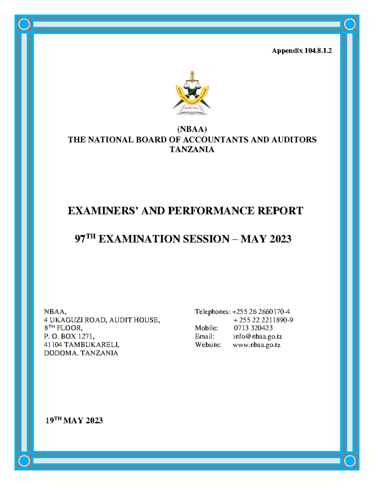 Examiner Report may 2023 - (NBAA) THE NATIONAL BOARD OF ACCOUNTANTS AND ...