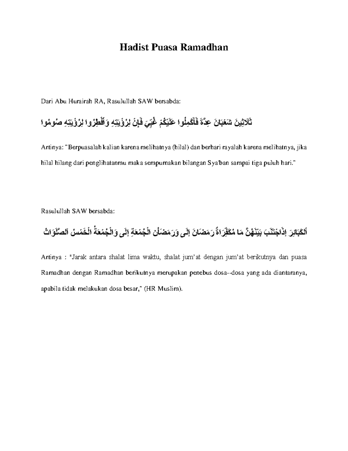 Hadist Puasa Ramadhan - Hadist Puasa Ramadhan 123456788950-605=-0 ...
