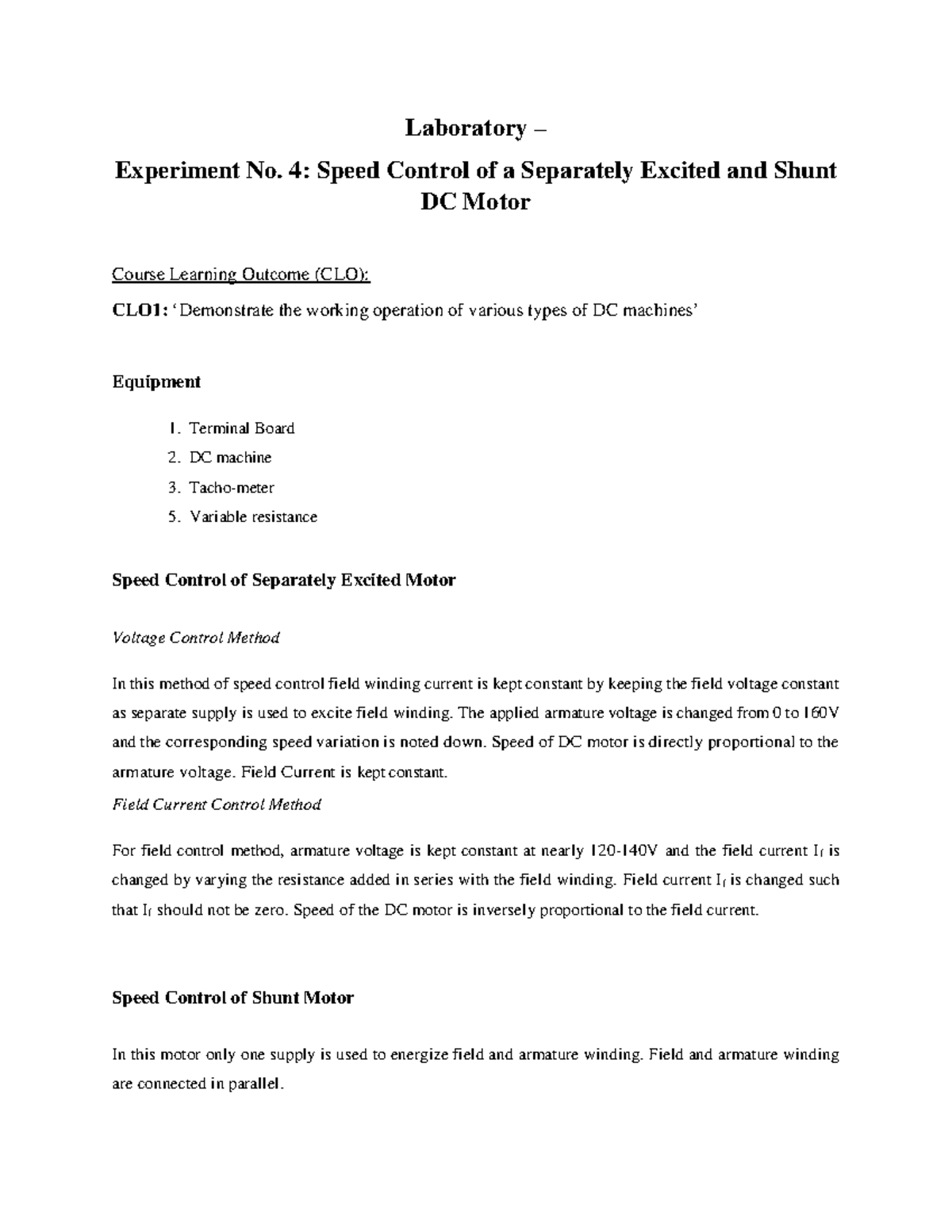 Experiment 4 - Lab manuals of electrical machinery fundamentals course ...