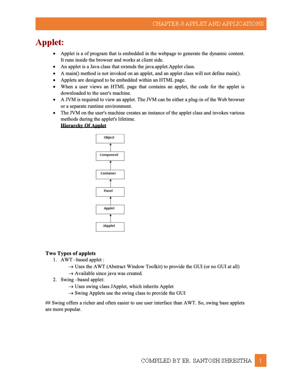 Chapter 8 Applet And Applications Applet Programs To Illustrate The Method Of Passing