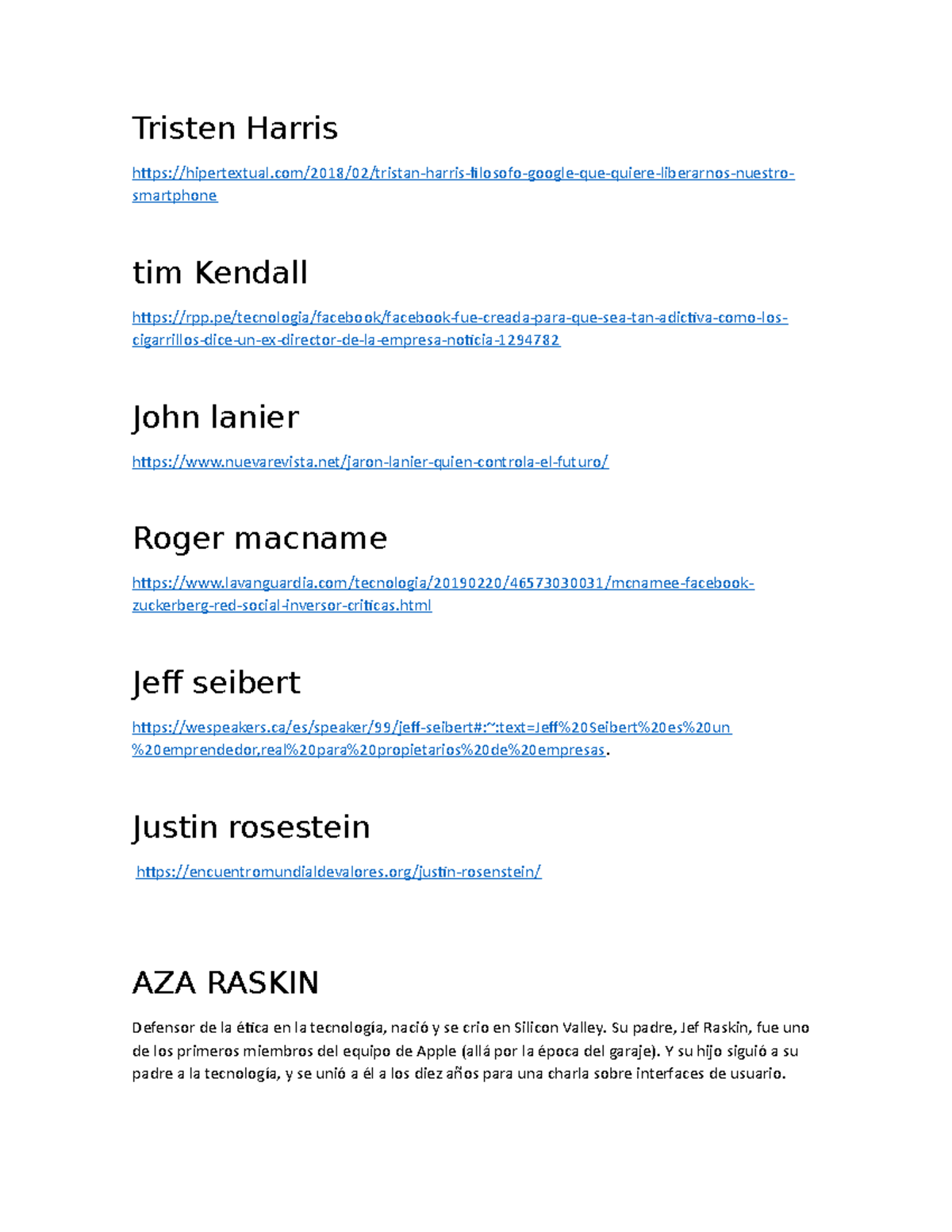 ENlaces y info del Dielma DE LAS Redes - Tristen Harris - Studocu