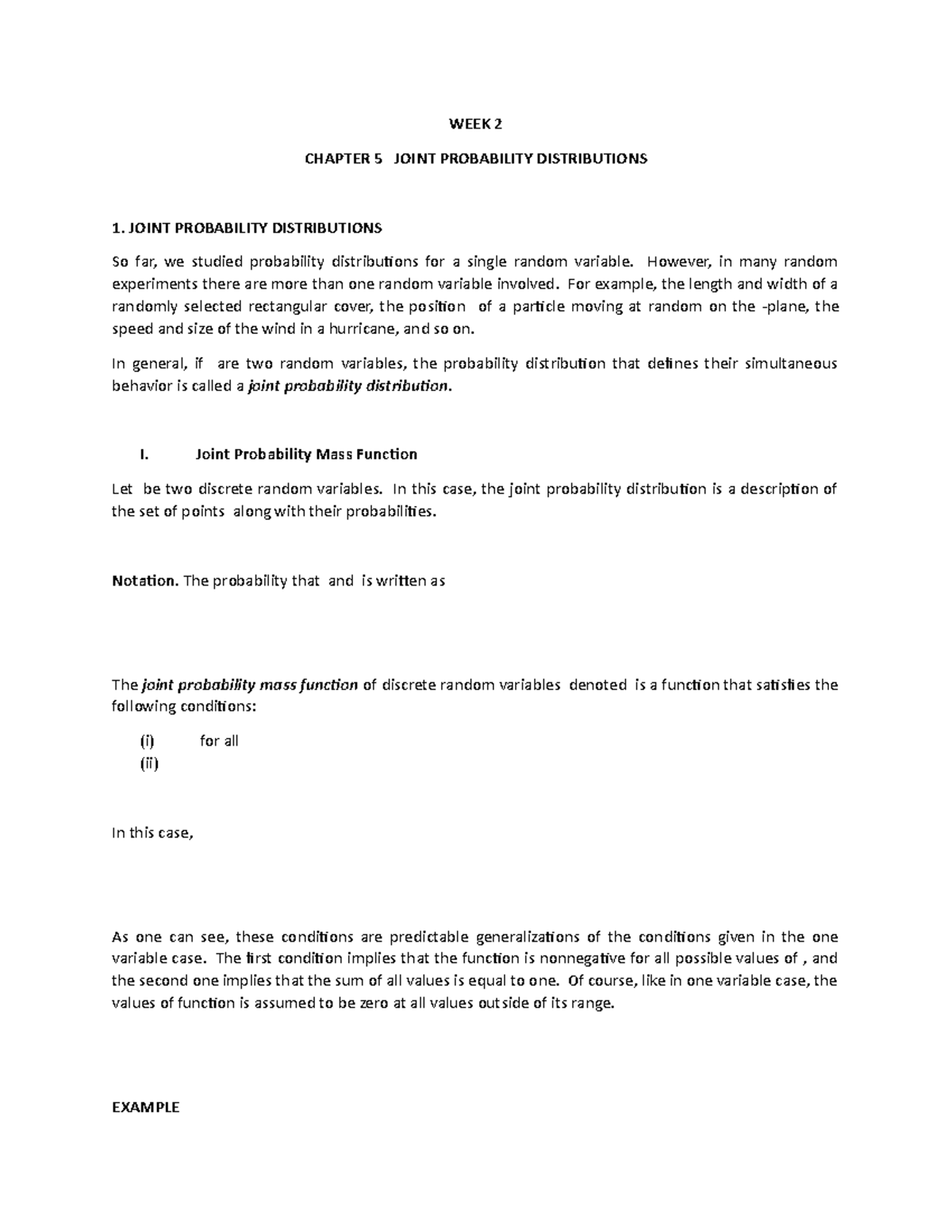 WEEK 2-Chapter 5 - Joint Probability Distributions - WEEK 2 CHAPTER 5 ...