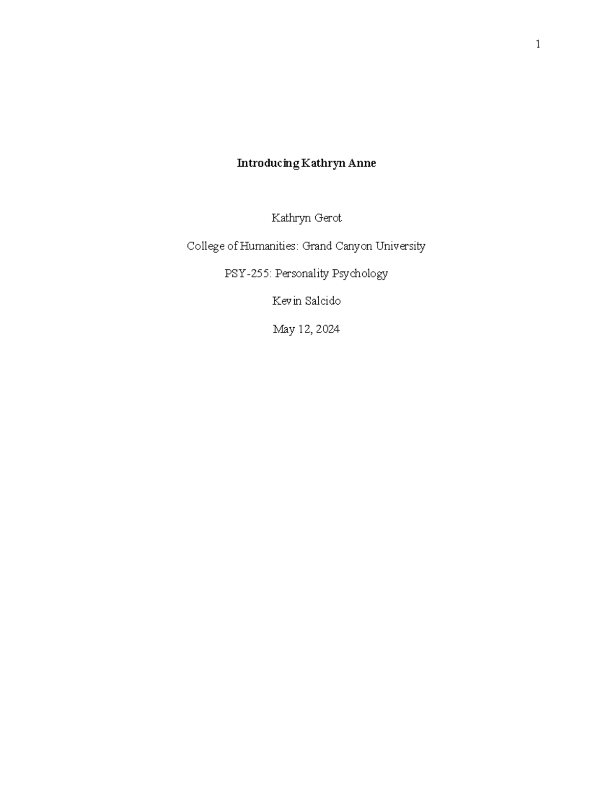 APA template for week 5 rough draft - Introducing Kathryn Anne Kathryn ...