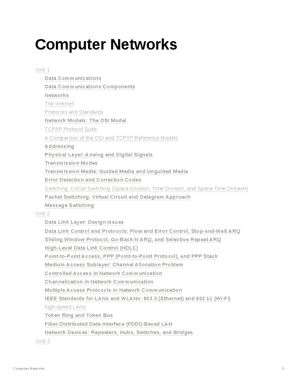 End Sem CN - practise notes for computer network - Computer Networks ...
