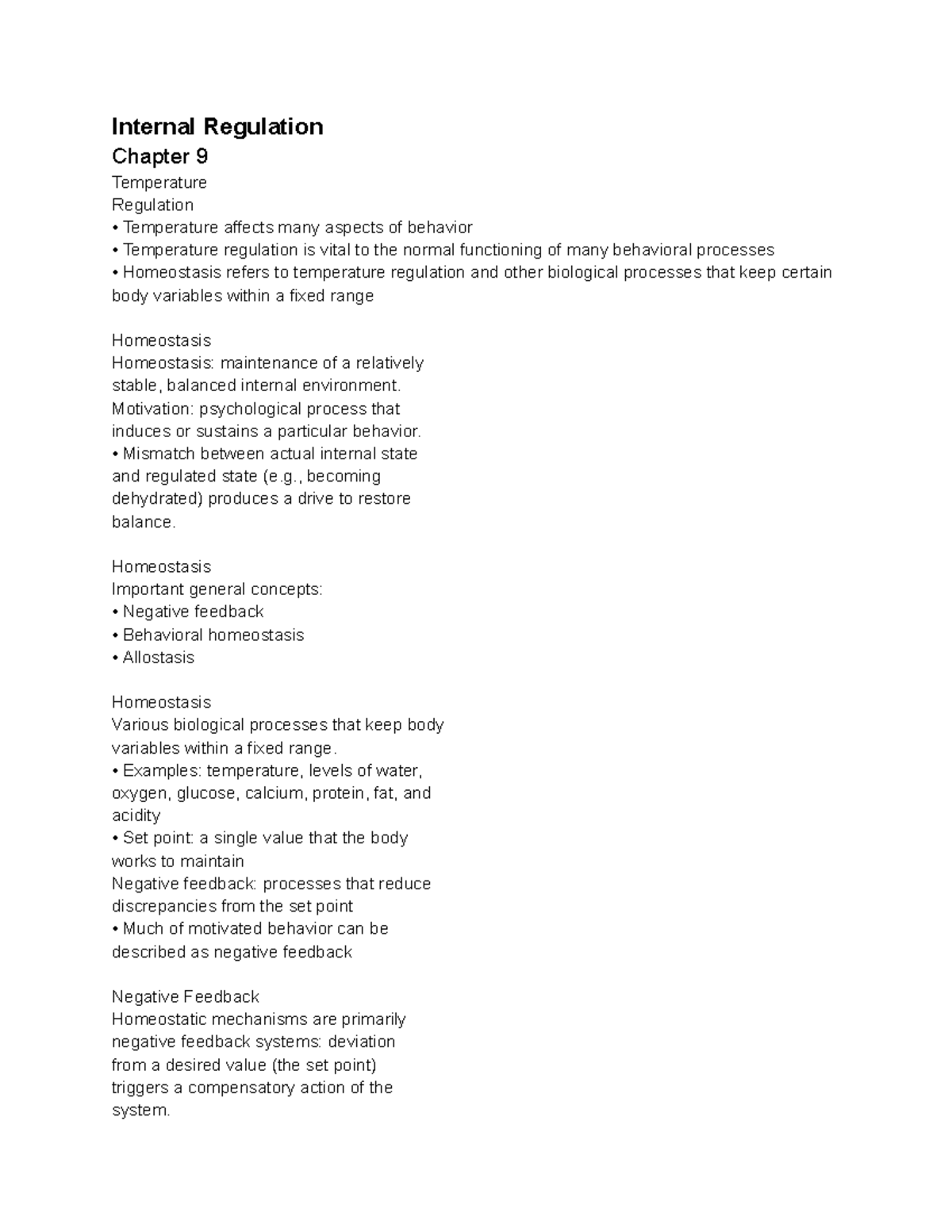 Internal Regulation - lecture notes - Internal Regulation Chapter 9 ...