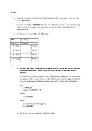 01 ACT 1 (ABC) - essay - 1. Tanya contributed her 50,000 cash, Marie ...