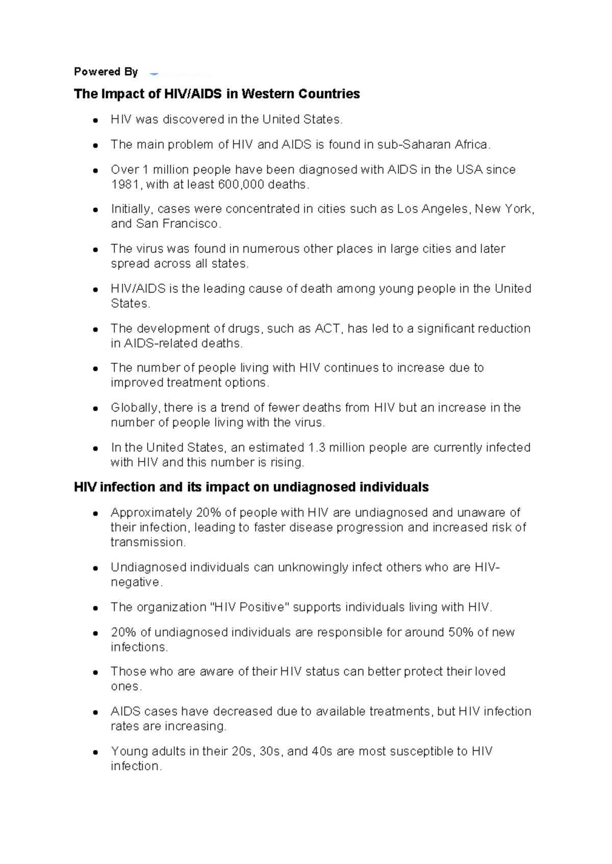 Smart-notes - hiv lecture notes - Powered By The Impact of HIV/AIDS in ...