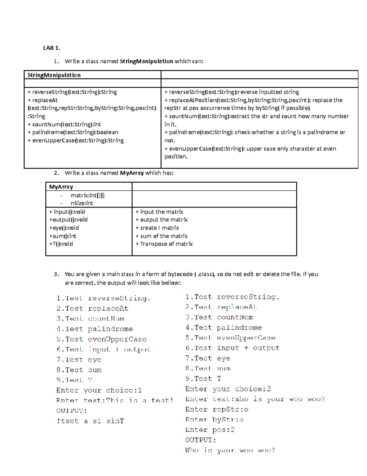 LAB 1 - asd - LAB 1. Write a class named StringManipulation which can: StringManipulation - Studocu