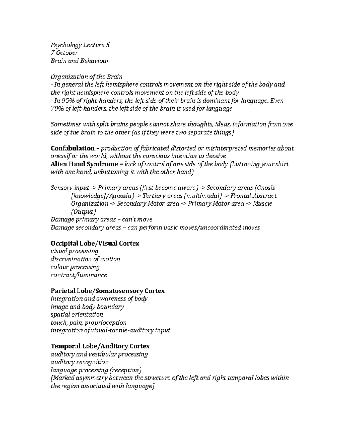 Psychology Lecture 5 - Prof. Neil Fournier - Psychology Lecture 5 7 ...