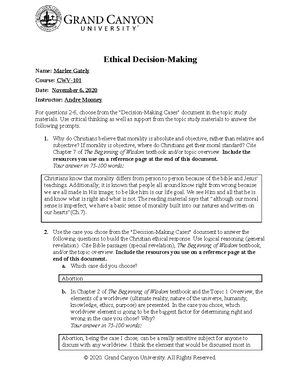 CWV - 101 - Topic 5 - Discussion Question 1 - Hello everyone, After ...