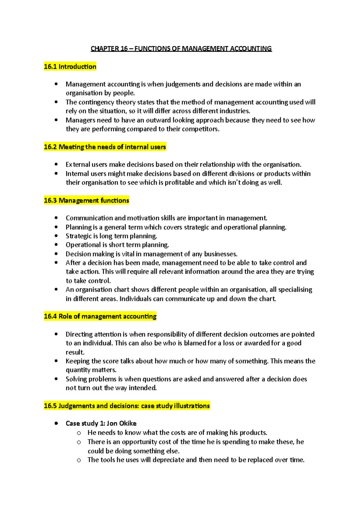 Chapter 16 – Functions OF Management Accounting - CHAPTER 16 ...