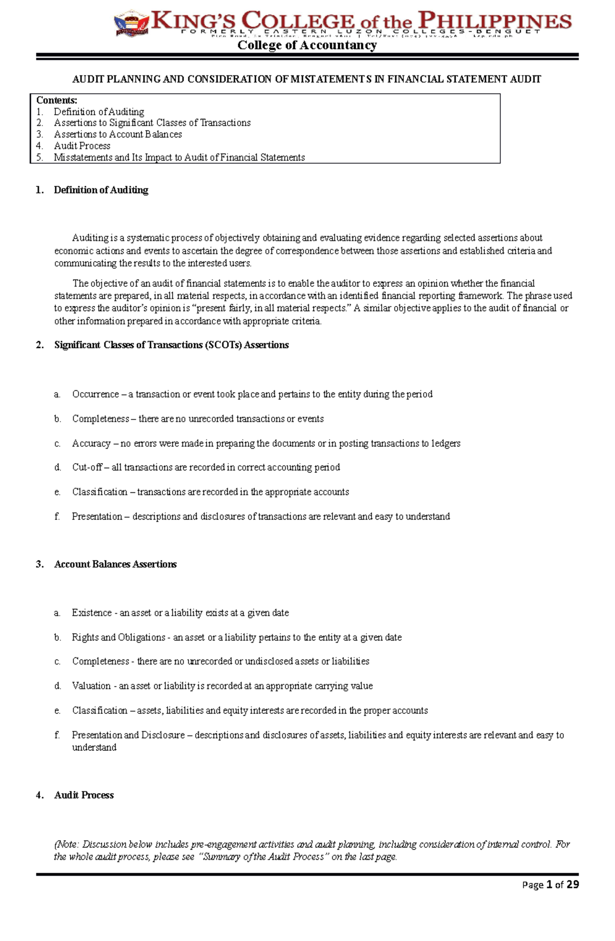 Pre2 - accounting notes - AUDIT PLANNING AND CONSIDERATION OF ...
